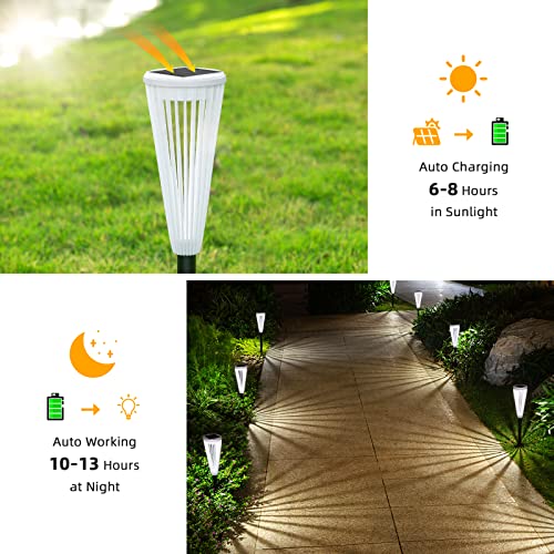 DOMIDAR 6 Pack Solar Outdoor Lights,Solar Landscape Garden Powered Pathway Lights Warm/White Switch Auto On/Off Waterproof LED Path Lighting for Garden Walkway Yard Driveway Patio Lawn Backyard Decor…