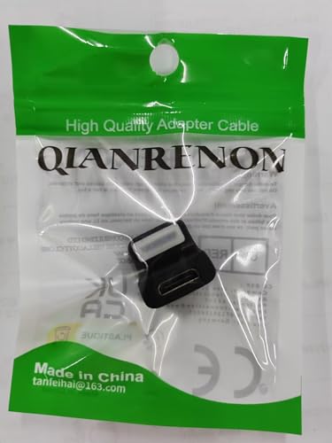 QIANRENON 8K Mini HDMI U Shape Angle Adapter UHD2.1 Mini HDMI Male to Mini HDMI Female 180 Degree Down HD Display Connector, LED Light, for DSLR Portable Camcorder Tablet PC, (Positive)