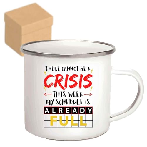 Inspirational Gift -funny Gift For Boss, Staff & Secretary - Can't Face Another Crisis - Manager Gift Idea On Graduation - Unique Saying 12oz Enamel Silver Mug