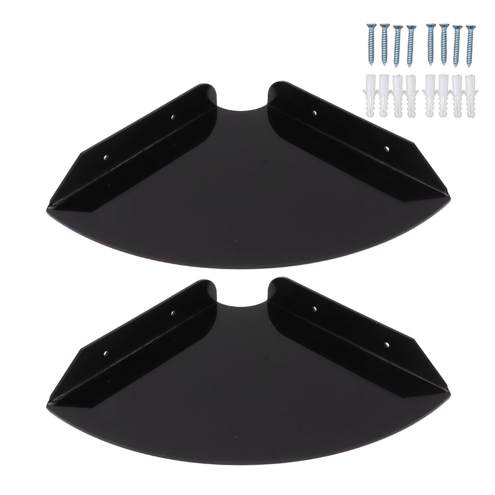Corner Shelf, Wall Mount 2pcs High Strength Large Space Corner Wall Shelf Easy Installation Fashion for Bedrooms (Black)