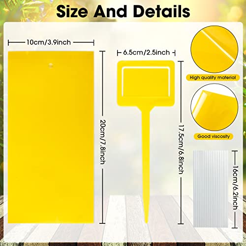 220 Pcs Double Sided Sticky Traps Gnat Killer for Flying Plant Insect Indoor Outdoor Such as Fungus Gnats, Whiteflies, Aphids, Include 200 Twist Ties and 20 Holders, 7.9 x 4 Inches (Yellow)
