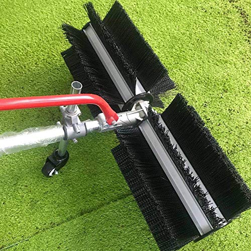 43CC Portable Artificial Grass Brush Power Broom Sweeper,1.7HP Handheld Turf Lawn Sweeper 2-Stroke Petrol Walk Behind Driveway Cleaning,Gas Engine Power Broom Sweeper Driveway