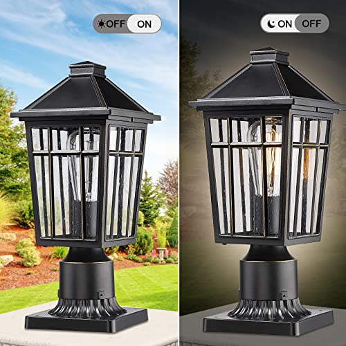 Darkaway Post Lights Outdoor Lamp Post Light Fixture Outdoor Lighting, Light Posts for Outside with Seeded Glass Aluminum Housing for Outdoor Garden, Patio Post Base/Pole Mount