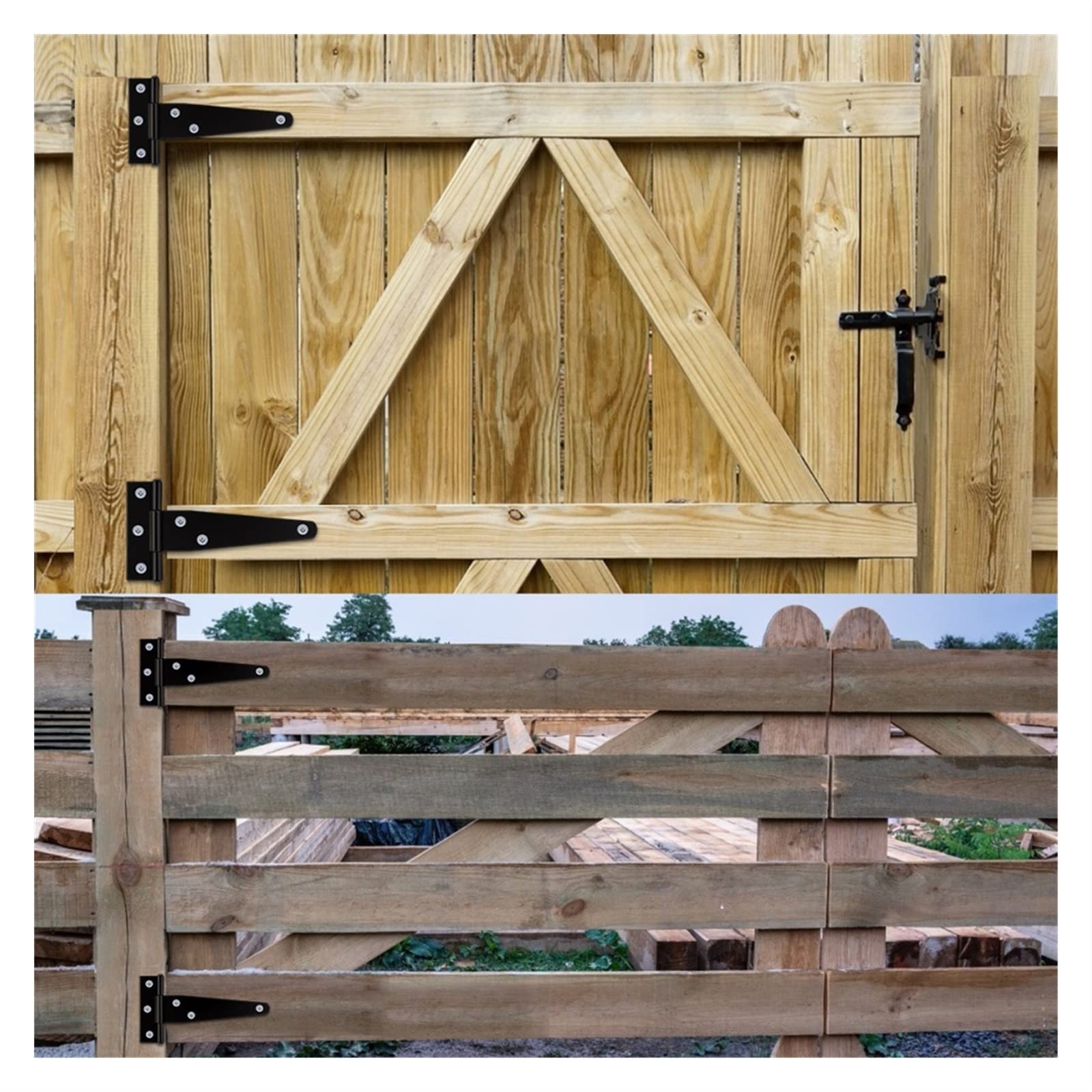 6pcsT Hinges, Gates, Black Hinges, Heavy Duty Hinges for Wooden Fences, Sheds, Wooden Boxes, Garden Gates, Log Cabins Cerniera