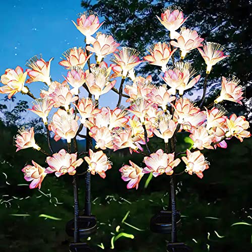 Berngi Solar Flowers Lights Solar Outdoor Lights Garden Decorative 4PACK,12LED Outdoor Lights Solar Powered Waterproof Landscape Lights Decorations for Yard Christmas Fairy Garden Decor