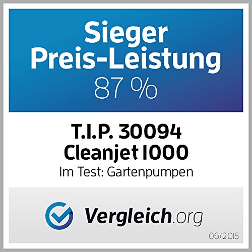 T.I.P. 30094 Clean Jet 1000 Plus Stainless Steel Garden Pump with 4 m Suction Set, up to 3300 l/h Flow Rate