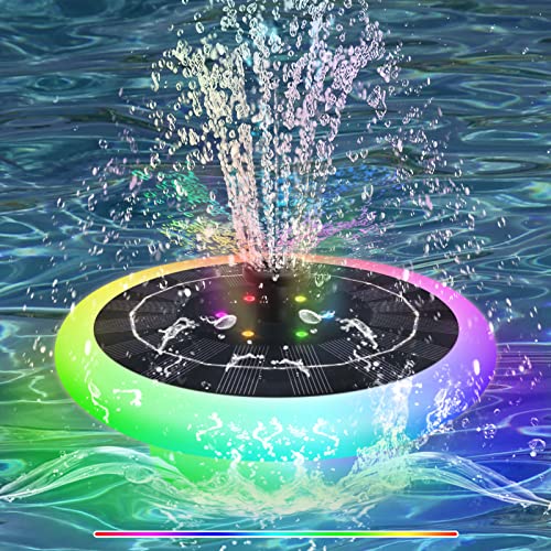 Solar Pool Lights with Led Pool Fountain RGB Color Automatic Lighting Outdoor Waterproof with 6 Removable Nozzles for Garden Decoration Pond Outdoor Pool Aquarium etc.