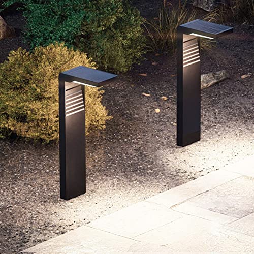 NATSUKAWA Solar Outdoor Lights Waterproof, L-Shaped Black Solar Pathway Lights,3 Lighting Modes Solar Powered for Pathway Garden Yard Spot- 2 Pack White