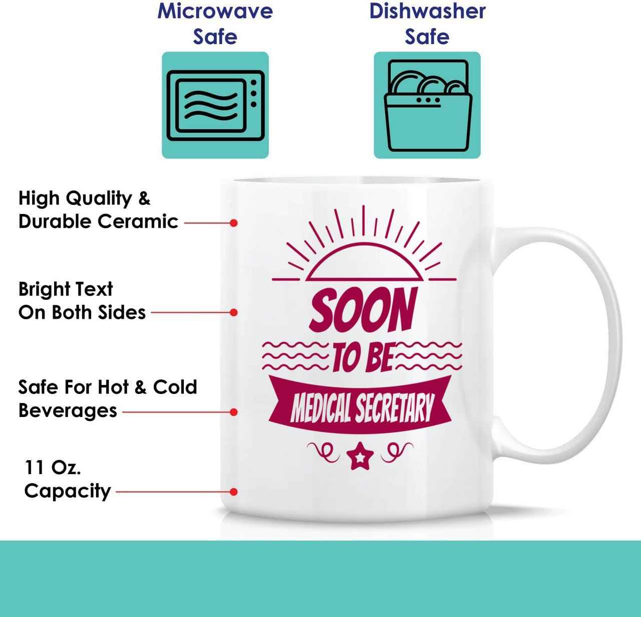 Medical Secretary Appreciation Gift, Ideal for Holidays - Funny Present for Soon To Be Medical Secretary, Quote on 11 Oz White Ceramic Coffee Mug