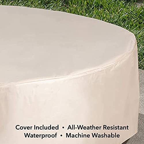 Propane Fire Pit - Outdoor Patio - Fire Pit Table - Stainless Steel Burner Patio Heater with Lava Rocks and Cover - 42" Round - Dark Brown 50,000 BTU - by Royal Garden