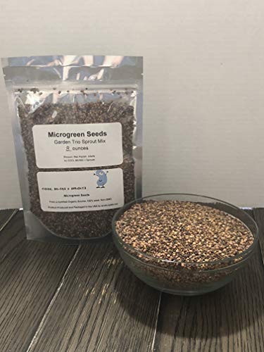 Garden Trio Sprouting Mix Seeds, 1/2 Pound/ 8 Ounces , "COOL BEANS n SPROUTS" Brand, This is a Mix of Broccoli, Radish and Alfalfa Seeds.