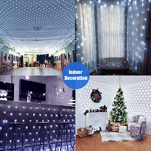 gresonic Net Mesh Lights,320 LEDs 8.2ft x 5.9ft String Lights for Christmas Trees,Bushes,Holiday,Party,Outdoor Wall,Garden Decorations(Cool White)