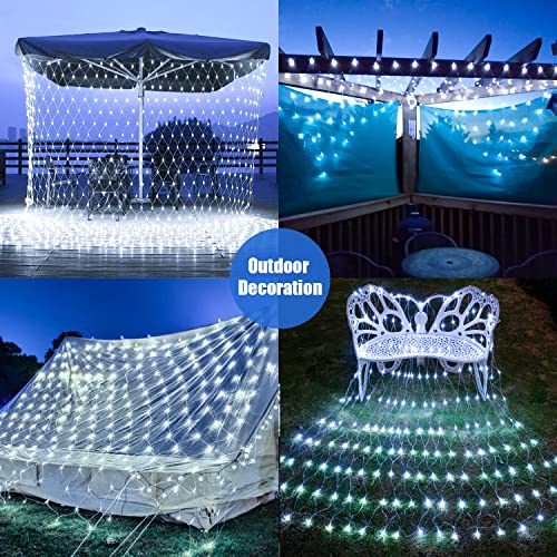 gresonic Net Mesh Lights,320 LEDs 8.2ft x 5.9ft String Lights for Christmas Trees,Bushes,Holiday,Party,Outdoor Wall,Garden Decorations(Cool White)