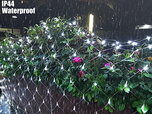 gresonic Net Mesh Lights,320 LEDs 8.2ft x 5.9ft String Lights for Christmas Trees,Bushes,Holiday,Party,Outdoor Wall,Garden Decorations(Cool White)