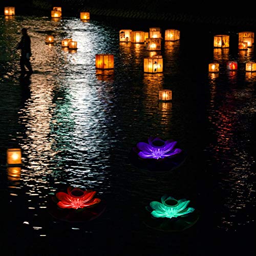 CHICIRIS Floating Pool Lights, Waterproof Solar Pond Pool Lights Multi-Colored LED Night Light, Flower Floating Lamp for Swimming Pool, Beach, Garden(Purple)