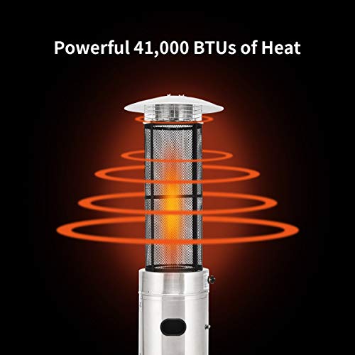 Kanizz Outdoor Garden Dancing Flame Decor Tower Heater 41000 BTU, Patio Garden Propane Round Glass Tube Heater, Great for Backyard Deck Balcony Poolside Garage Workspace