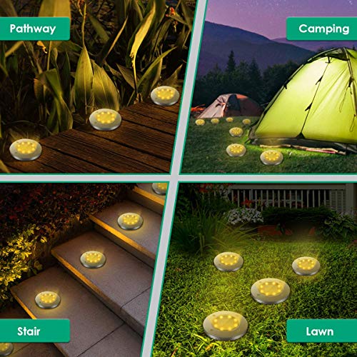 Solar Ground Lights, 8 Led Solar Garden Lights Outdoor,Disk Lights Waterproof In-Ground Outdoor Landscape Lighting for Lawn Patio Pathway Yard Deck Walkway Flood Light