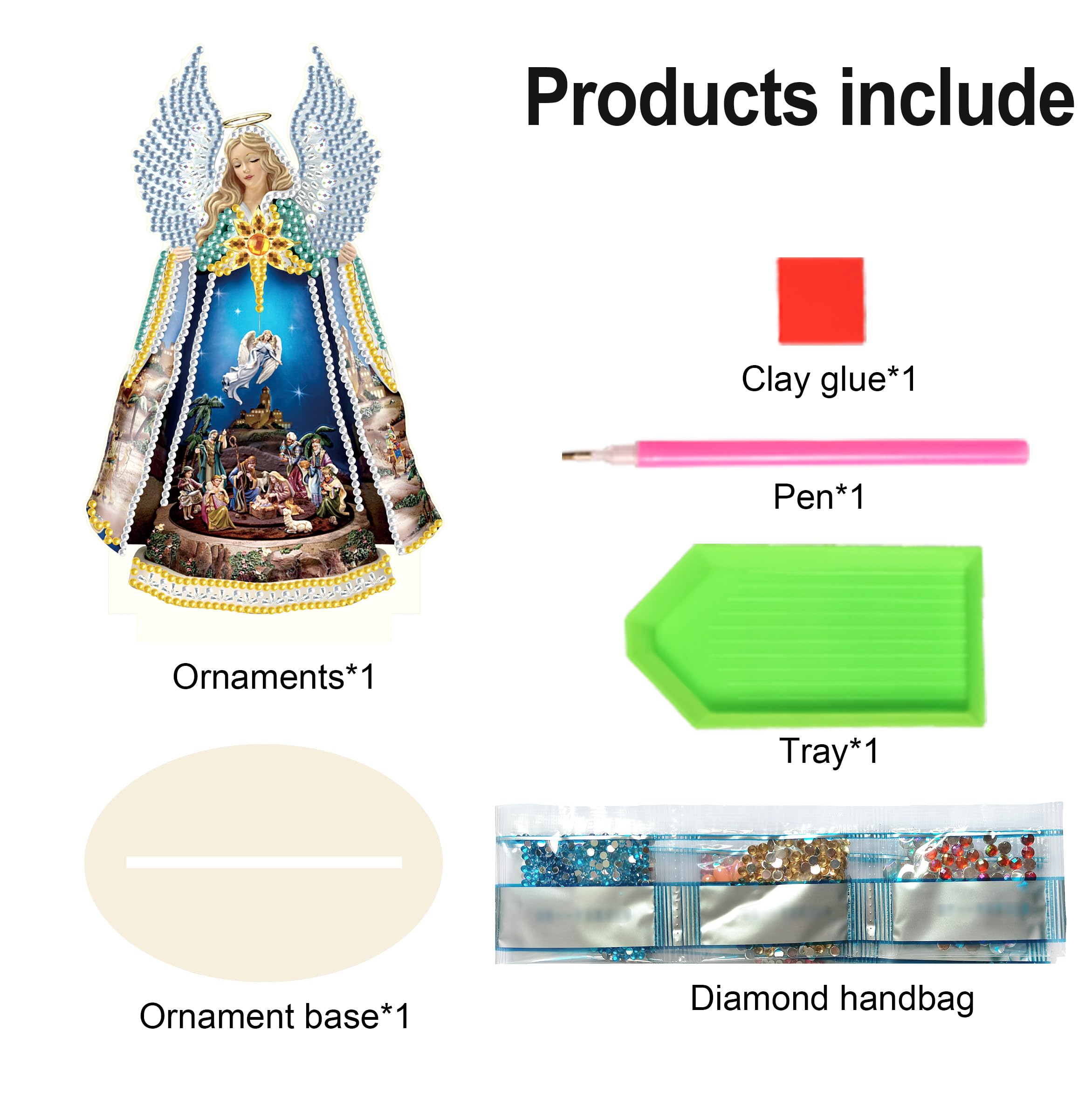 Angel Girl Pattern Diamond Painting Desktop Ornaments Kit for Adults Beginner 5D DIY Diamond Art Tabletop Decorations Special Gem Mosaic Arts Crafts Home Bedroom Table Decor