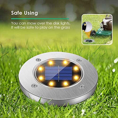 Solar Ground Lights, 8 Led Solar Garden Lights Outdoor,Disk Lights Waterproof In-Ground Outdoor Landscape Lighting for Lawn Patio Pathway Yard Deck Walkway Flood Light