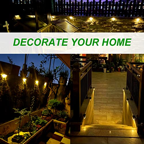 Lioclsx Solar Deck Lights Outdoor, 16 Pack Solar Fence Lights Waterproof Solar Led Lights for Stairs, Step, Garden, Yard, Flower Bed and Patio,Warm White