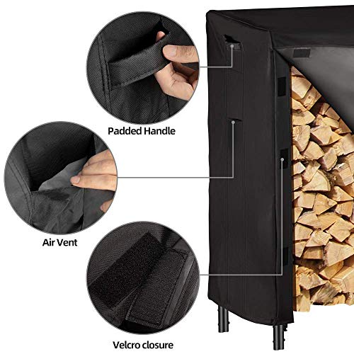 Amagabeli 8ft Firewood Log Rack Cover Bundle Firewood Rack Indoor Carrier Metal