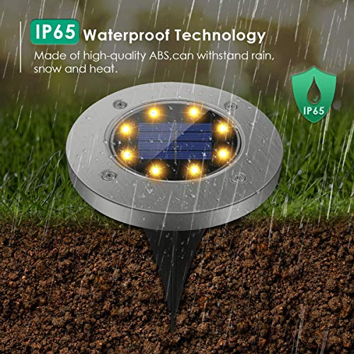 Solar Ground Lights, 8 Led Solar Garden Lights Outdoor,Disk Lights Waterproof In-Ground Outdoor Landscape Lighting for Lawn Patio Pathway Yard Deck Walkway Flood Light