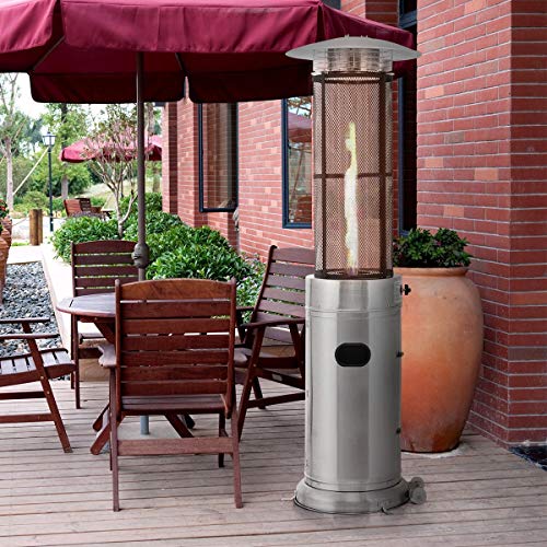 Kanizz Outdoor Garden Dancing Flame Decor Tower Heater 41000 BTU, Patio Garden Propane Round Glass Tube Heater, Great for Backyard Deck Balcony Poolside Garage Workspace