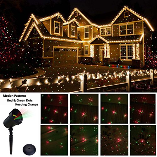 O'Black Outdoor Motion Laser Lights Projector (Green & red Stars) for Party As Seen on TV, Star Pattern Beam Holiday Lighting House Wall Bar KaraOK Wedding Birthday Valentines Party