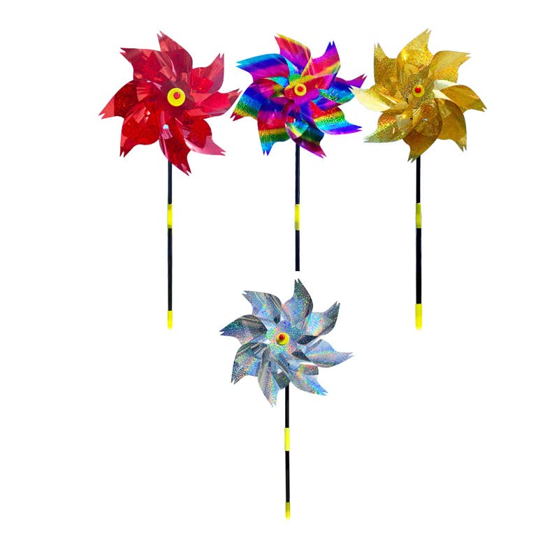 4pcs Pinwheels for Bird Scear, Garden Pinwheels for Garden Decoration Halloween Porch Decorations Dird Repellent Pinwheels for Pigeon, Swallow, Woodpecker, Sparrow, Oriole, etc
