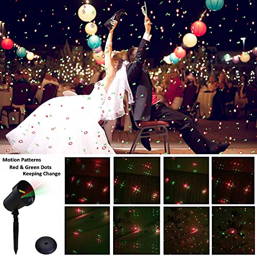 O'Black Outdoor Motion Laser Lights Projector (Green & red Stars) for Party As Seen on TV, Star Pattern Beam Holiday Lighting House Wall Bar KaraOK Wedding Birthday Valentines Party