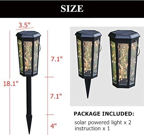 ZOVOTA 2 Pack 50 LEDs Outdoor Solar Pathway Lights, IP65 Waterproof 3-in-1 Solar Landscape Lights Hanging Lantern Table Lantern, LED Decorative Lights for Yard, Patio, Garden, Lawn and Tabletop