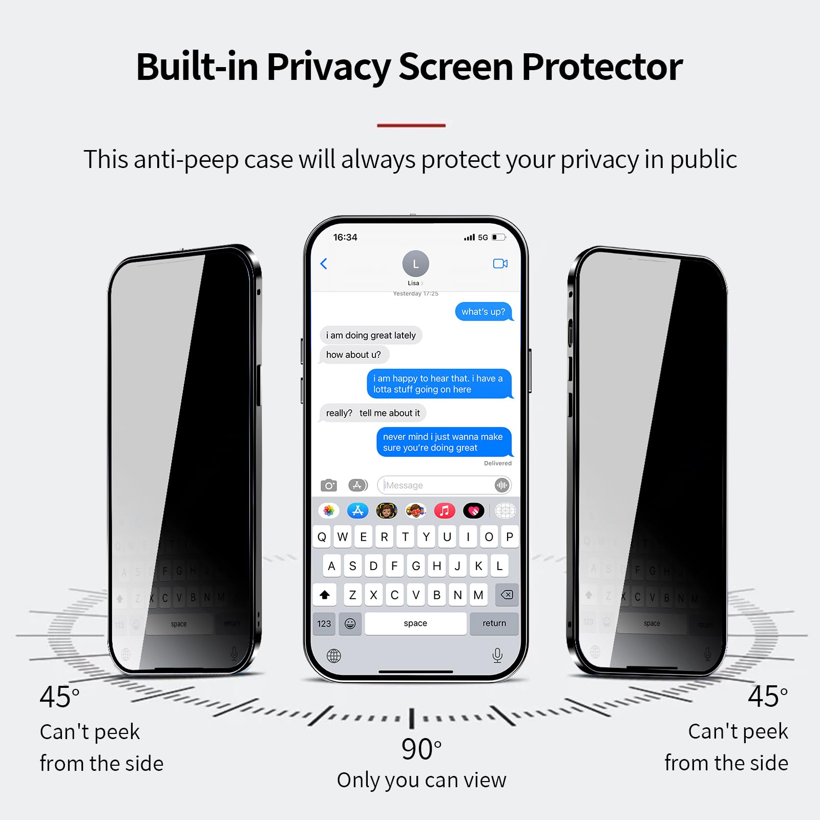 Upholyee [CD Metal Ring & Automatic Pop-up Lock Magnetic Privacy Case for iPhone 13 Pro Max [Compatible with MagSafe] [Integrated Lens Protection] Full Body Bumper Cover with Built-in 9H Glass-Black