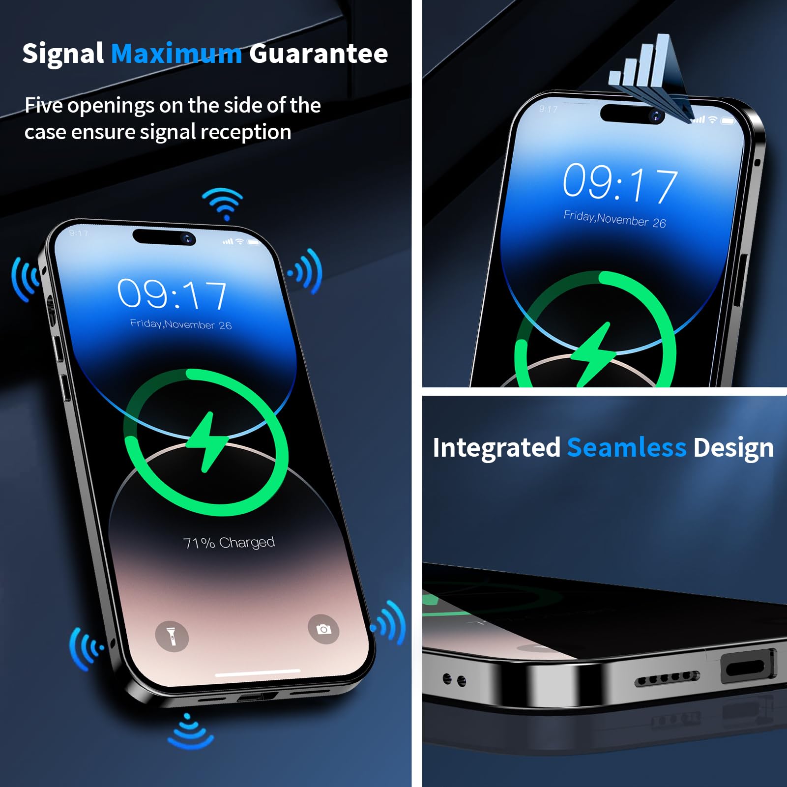 Upholyee [CD Metal Ring & Automatic Pop-up Lock Magnetic Privacy Case for iPhone 13 Pro Max [Compatible with MagSafe] [Integrated Lens Protection] Full Body Bumper Cover with Built-in 9H Glass-Black