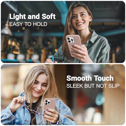 AOTESIER Magnetic for iPhone 13 Pro Max Phone Case, [Compatible with MagSafe][Military Shockproof Protection] Silicone Case with Soft Anti-Scratch Microfiber Lining, 6.7 inch, Sand Pink