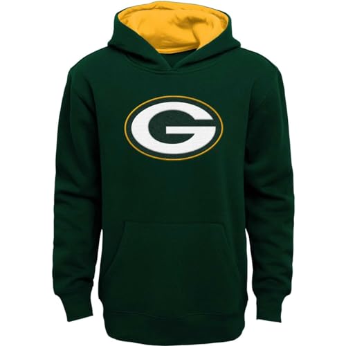 Outerstuff NFL Kids Youth 4-20 Officially Licensed Embroidered Primary Logo Pullover Hoodie Sweatshirt (8, Green Bay Packers - Green)
