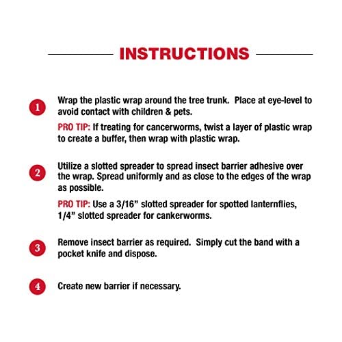 Tree Banding DIY Insect Adhesive Barrier Full Kit by Catchmaster - 4 Count 15 Oz 1 Spreader 1,000 ft. Roll Plastic Wrap, Ready for Use Outdoors. Weather-Proof Environment-Friendly Non-Toxic