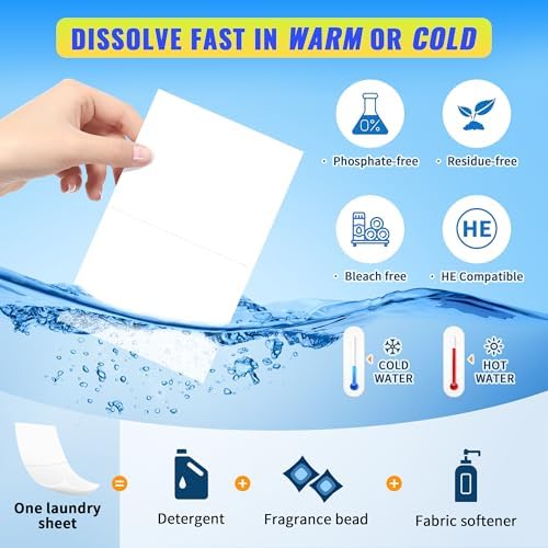 FIXSMITH Laundry Detergent Sheets - 200 Loads (100 Sheets) Fresh Linen Scent - Hypoallergenic,Eco Friendly Laundry Detergent Strips Ultra-Concentrated Travel Detergent Sheets.Plastic-Free,Liquidless
