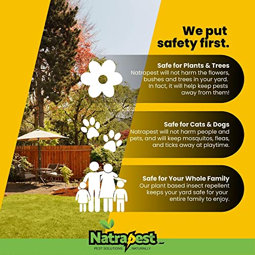 Natrapest Yard Spray - Ready to Use Flea, Tick & Mosquito Yard Spray with Natural Essential Oils - Plant Based Formula is Plant, Pet & Kid Safe - Insect Killer, Treatment & Repellent - 32 oz
