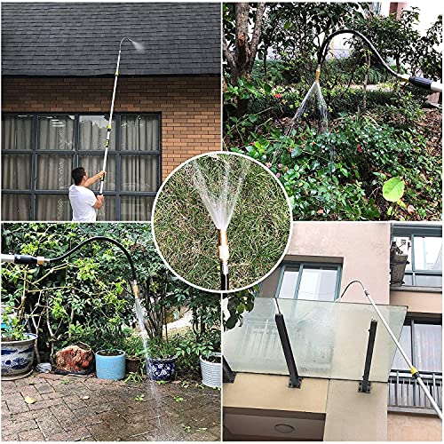 Buyplus Gutter Cleaning Wand - 12FT Telescoping Gutter Cleaners from The Ground, Gutter Cleaning Tools for Garden Hose Attachment, 20 Feet High Reach Gutter Cleaning Pole Kit