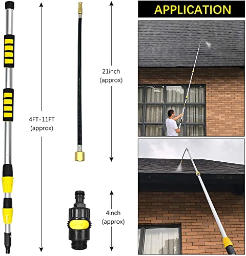 Buyplus Gutter Cleaning Wand - 12FT Telescoping Gutter Cleaners from The Ground, Gutter Cleaning Tools for Garden Hose Attachment, 20 Feet High Reach Gutter Cleaning Pole Kit