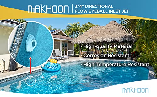 MAKHOON 3/4" Directional Flow Eyeball Inlet Jet for Compatible with Hayward SP1419D with 1-1/2" MIP Threa White Opening Hydrostream Return Jet Replacement Part(6 Pack)