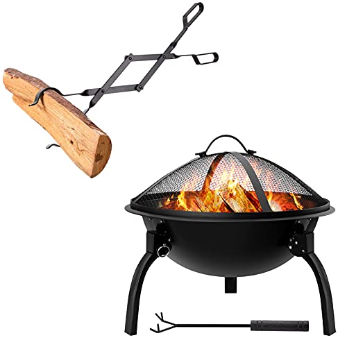 Amagabeli Fireplace Log Tongs 26â Bundle Folding Fire Pit 22in