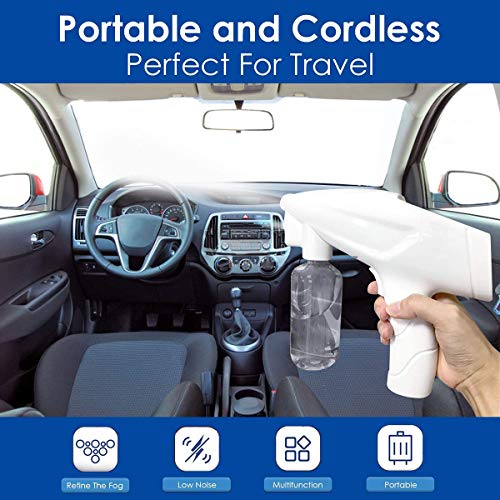 Froluya Portable Spray Machine,Handheld Portable Fogger Machine Rechargeable Nano Steam Atomizer 200ml/12oz,Electric Sprayer Nozzle Adjustable Fogger for Home Office School Store or Garden