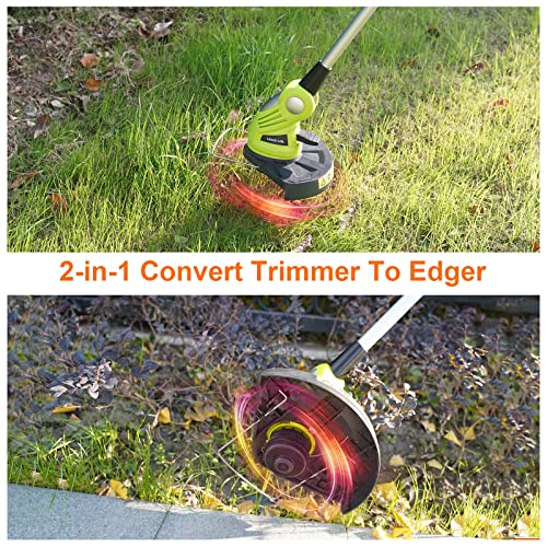 Leisch Life Weed EaterâCordless String Trimmer Battery Operated Lawn Trimmer, 20V Line String Trimmer with Battery & Charger for Adjustable Angle Cutting, Lightweight Edger in Garden & Outdoor