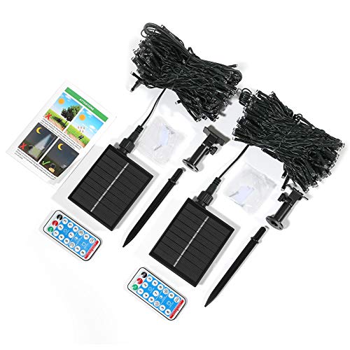 YAOZHOU Red Christmas Solar String Lights Outdoor Red 2 Pack Upgraded Solar Panel,Each 75.5ft 200LED Fairy Lights with 8 Modes IP65 Waterproof Lights for Tree Garden Patio Wedding Party Yard Decor