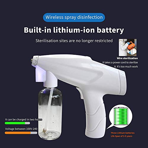 Froluya Portable Spray Machine,Handheld Portable Fogger Machine Rechargeable Nano Steam Atomizer 200ml/12oz,Electric Sprayer Nozzle Adjustable Fogger for Home Office School Store or Garden