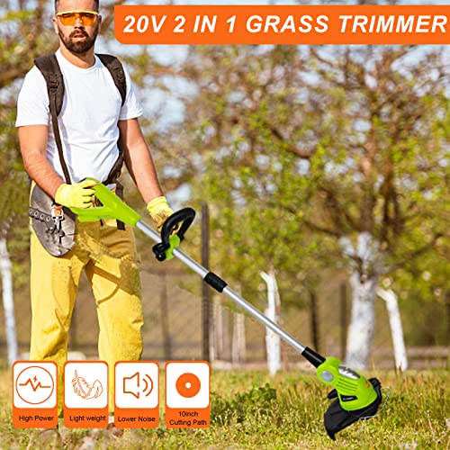 Leisch Life Weed EaterâCordless String Trimmer Battery Operated Lawn Trimmer, 20V Line String Trimmer with Battery & Charger for Adjustable Angle Cutting, Lightweight Edger in Garden & Outdoor