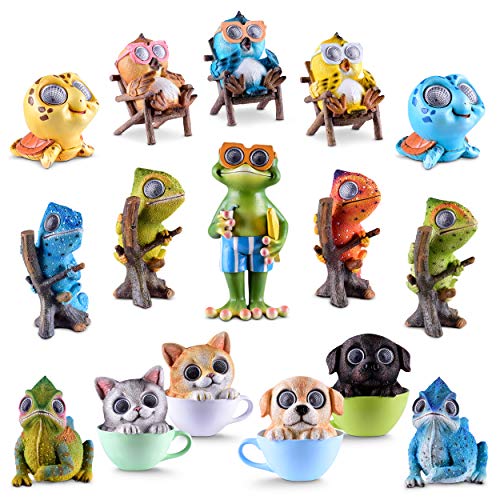 Cat Figurines | Solar LED Outdoor Garden Decorations | Cat Statue Decor | Cat Stuff for Cat Lovers | Light Up Decorative Statue Accents Yard, Patio, Lawn, Deck (Gray, 1 Pack)