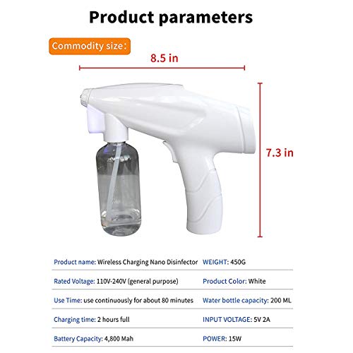 Froluya Portable Spray Machine,Handheld Portable Fogger Machine Rechargeable Nano Steam Atomizer 200ml/12oz,Electric Sprayer Nozzle Adjustable Fogger for Home Office School Store or Garden