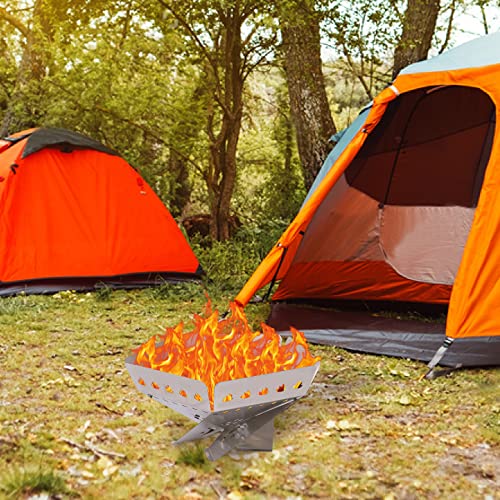 Lineslife Portable Collapsible Fire Pit for Camping, Stainless Steel Assemblable Firepits for Outside Wood Burning for Backyard, Patio, Garden